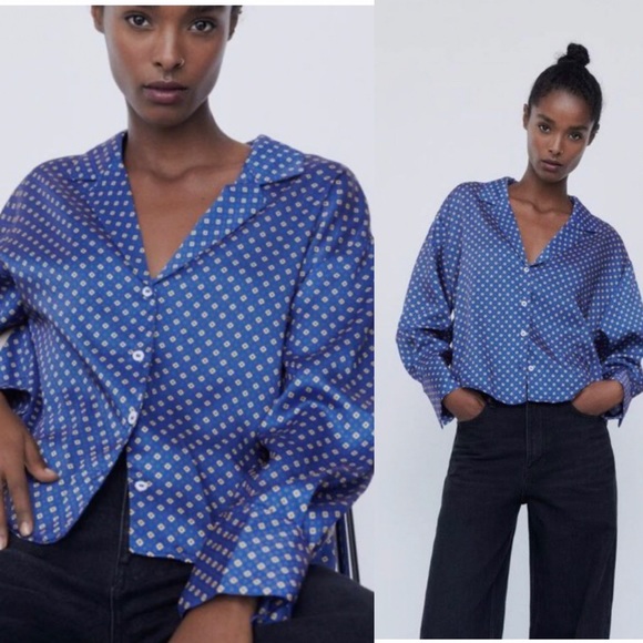 Zara | Tops | Zara Stain Effect Mini Print Shirt | Poshmark